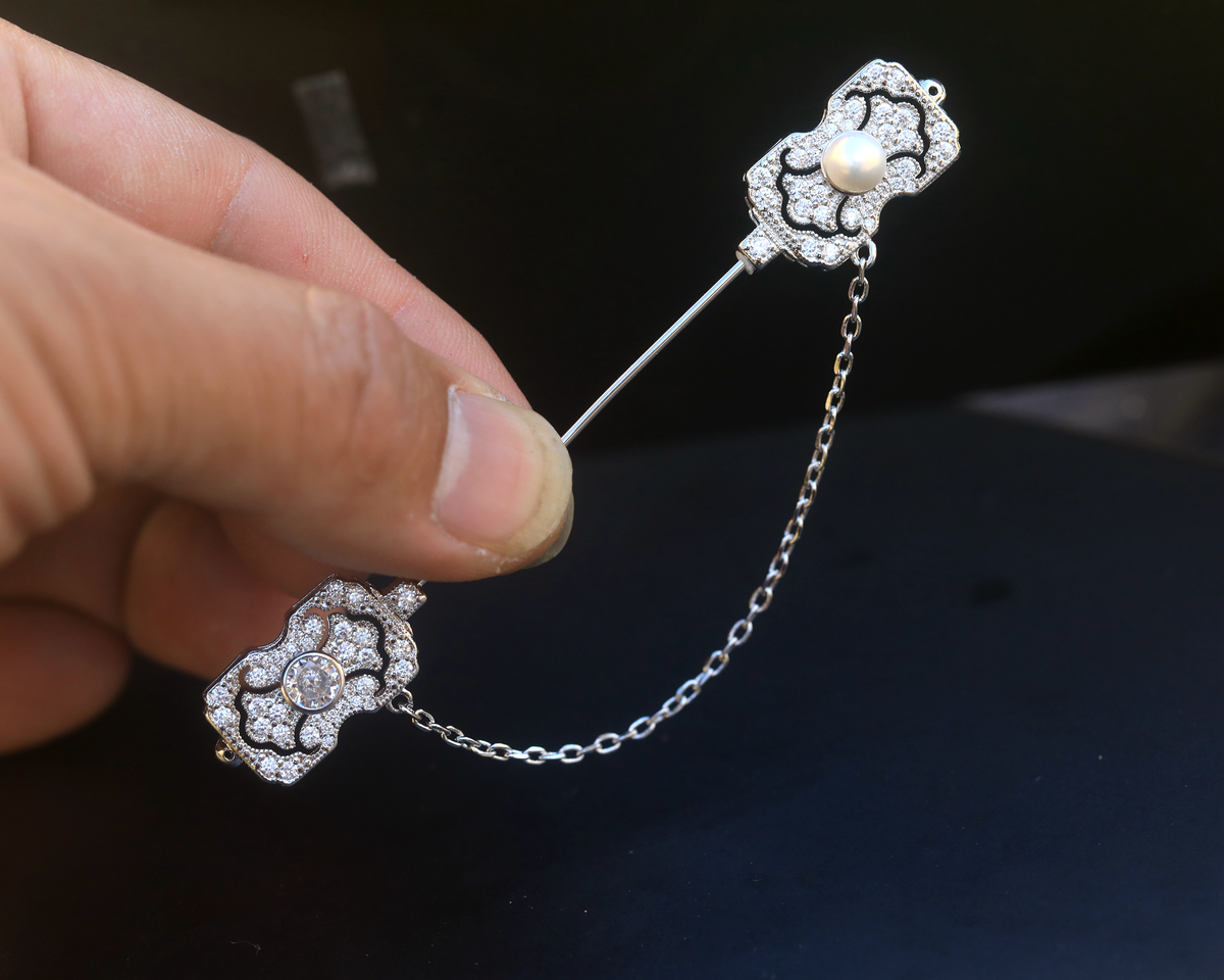 Brooch Pin Art Deco White Pearl Great Gatsby XZ21 – ParisPassionBijoux